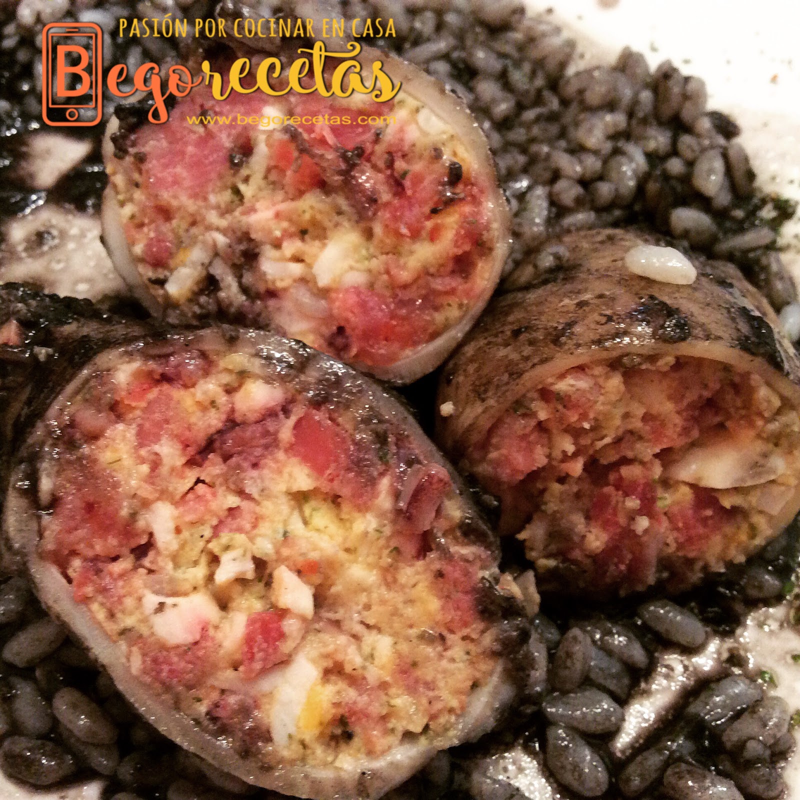 Chipirones rellenos en su tinta | BEGORECETAS