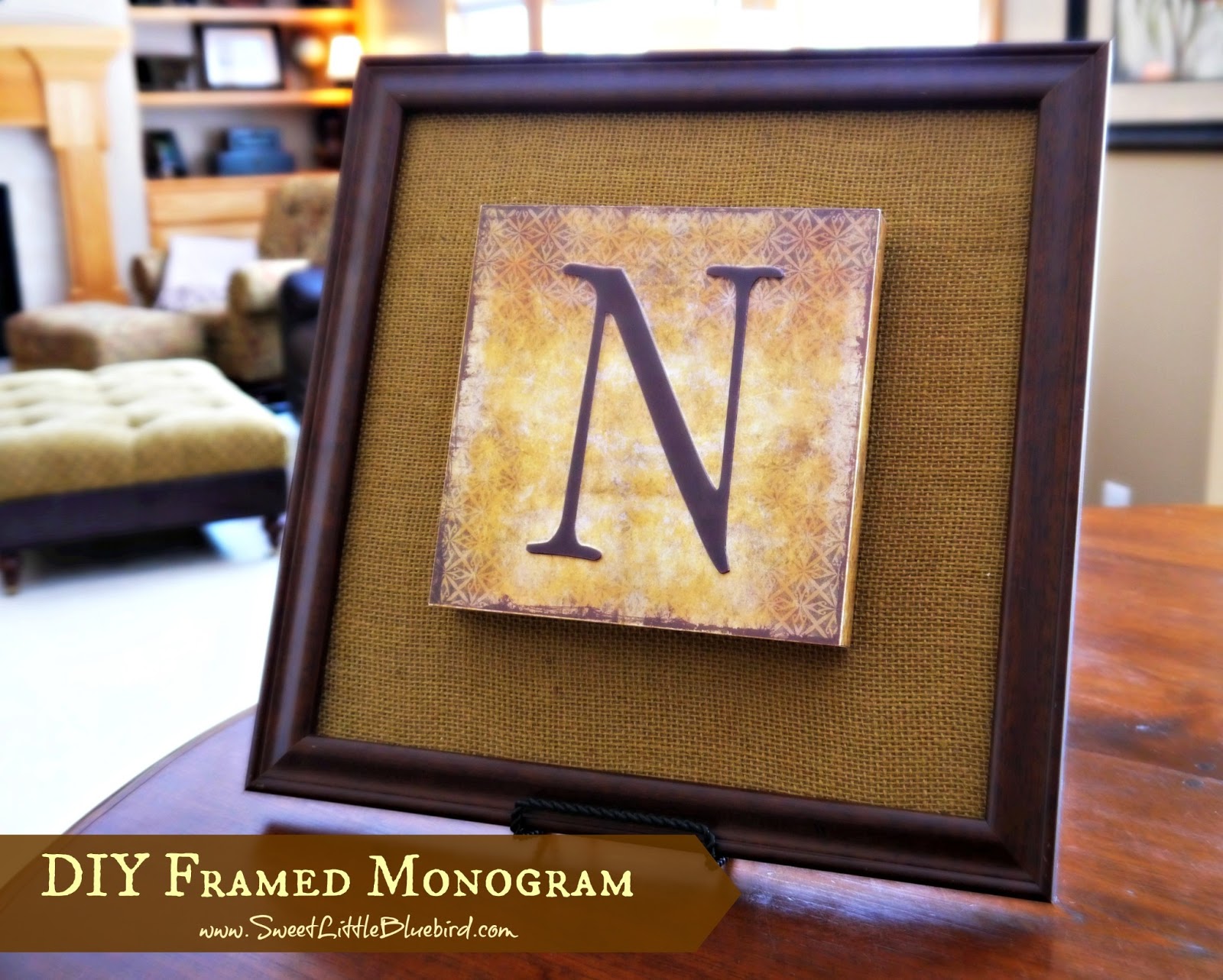 The framed N above was made with burlap matting