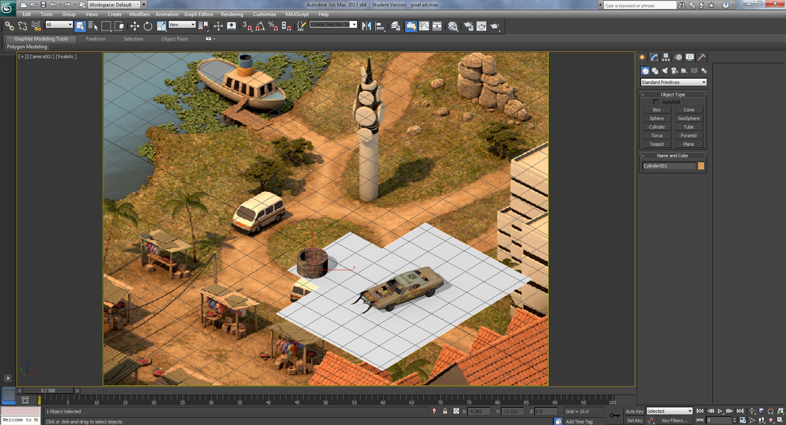 Artwork of Edmund Aubrey: 3d Lesson 16 - Isometic Scene creation