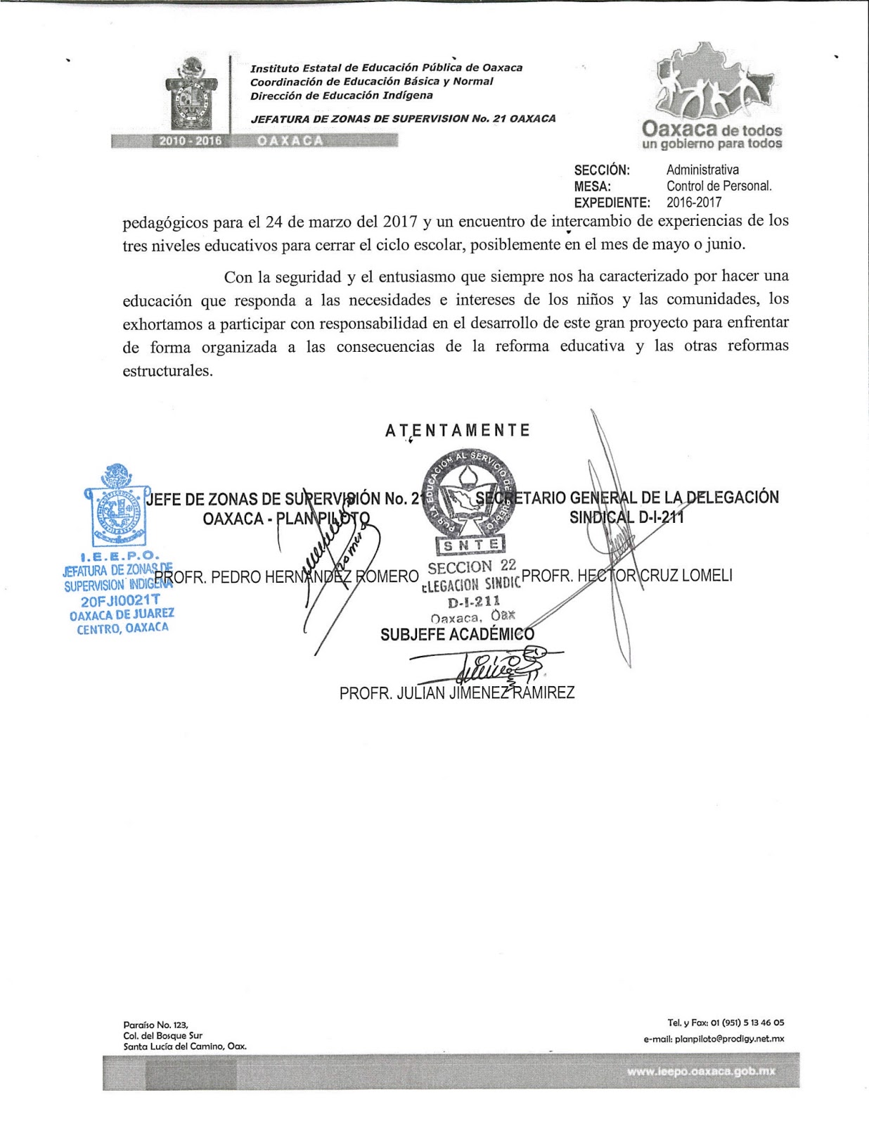 CMPIO - PLAN PILOTO: octubre 2016