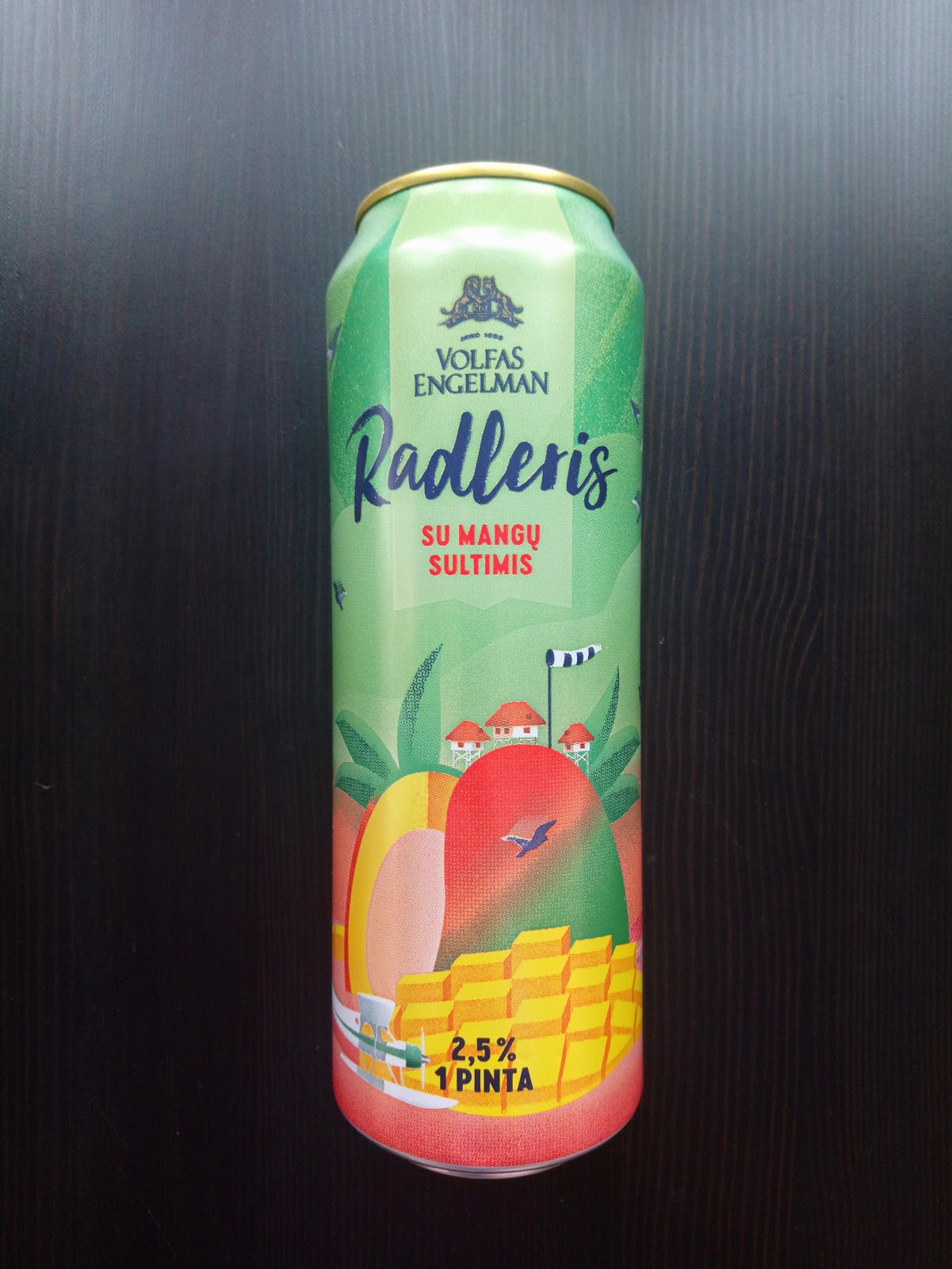 Collection of beer cans: Volfas Engelman - Radleris - Su mangų sultimis