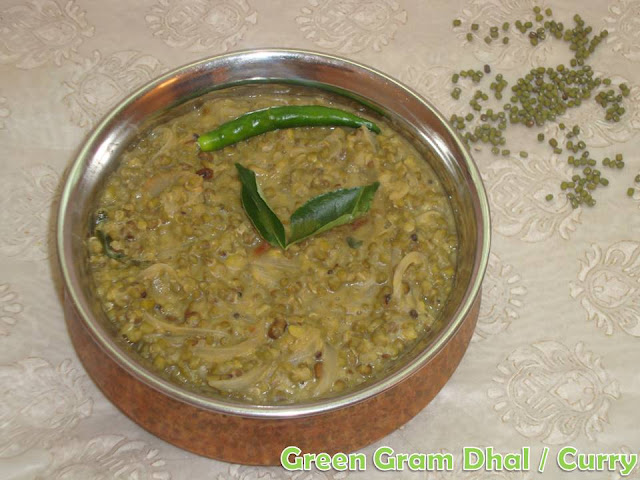 Poornima's Cook Book: Green Gram Dhal / Curry