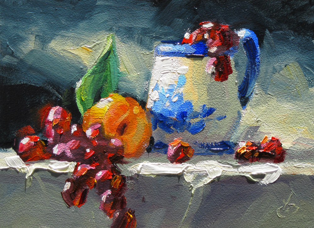 TOM BROWN FINE ART: COLORFUL STILL LIFE, 5x7 IMPRESSIONIST OIL PAINTING ...