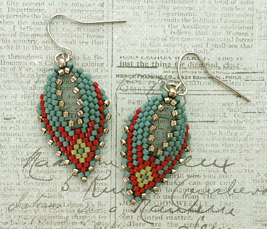 Linda's Crafty Inspirations: Russian Leaf Earrings - Blue & Red