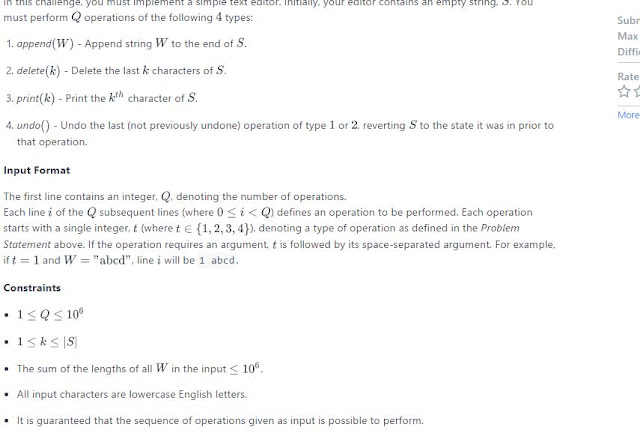 Simple Text Editor Hackerrank solution Simple Text Editor Hackerrank solution