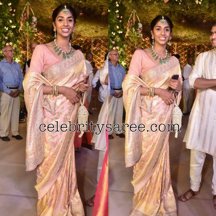 Mallika Reddy Peach Benaras Silk Saree - Saree Blouse Patterns