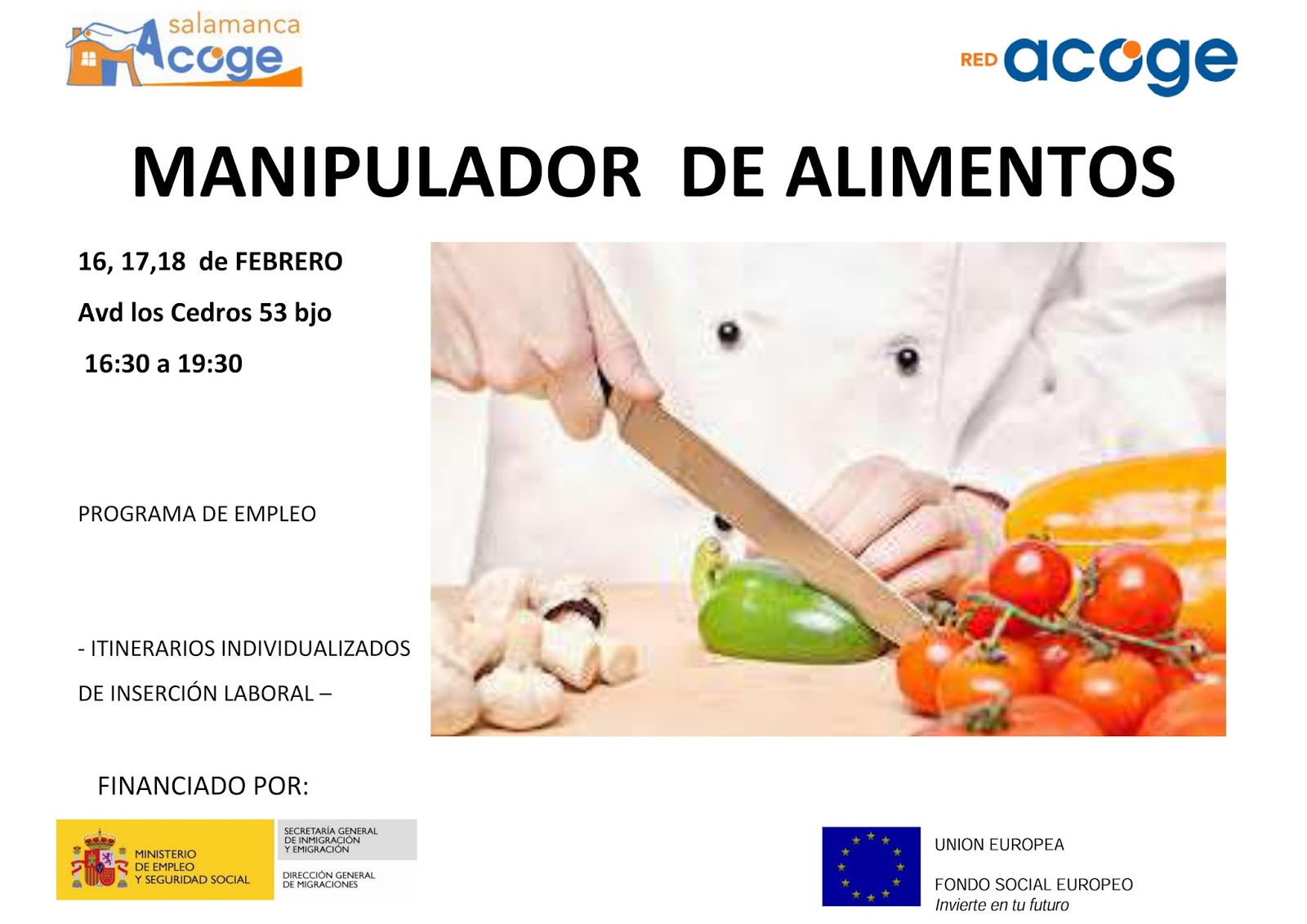 CURSO MANIPULADOR DE ALIMENTOS ~ SALAMANCA ACOGE