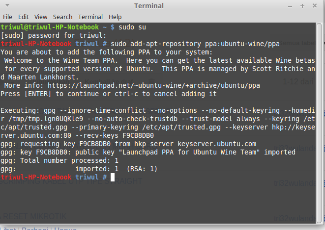 CARA INSTALLASI WINBOX MENGGUNAKAN TERMINAL DI LINUXMINT ~ Tri wulandari