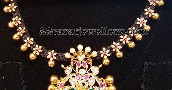 Black Thread Set with Lord Krishna Pendant - Jewellery Designs