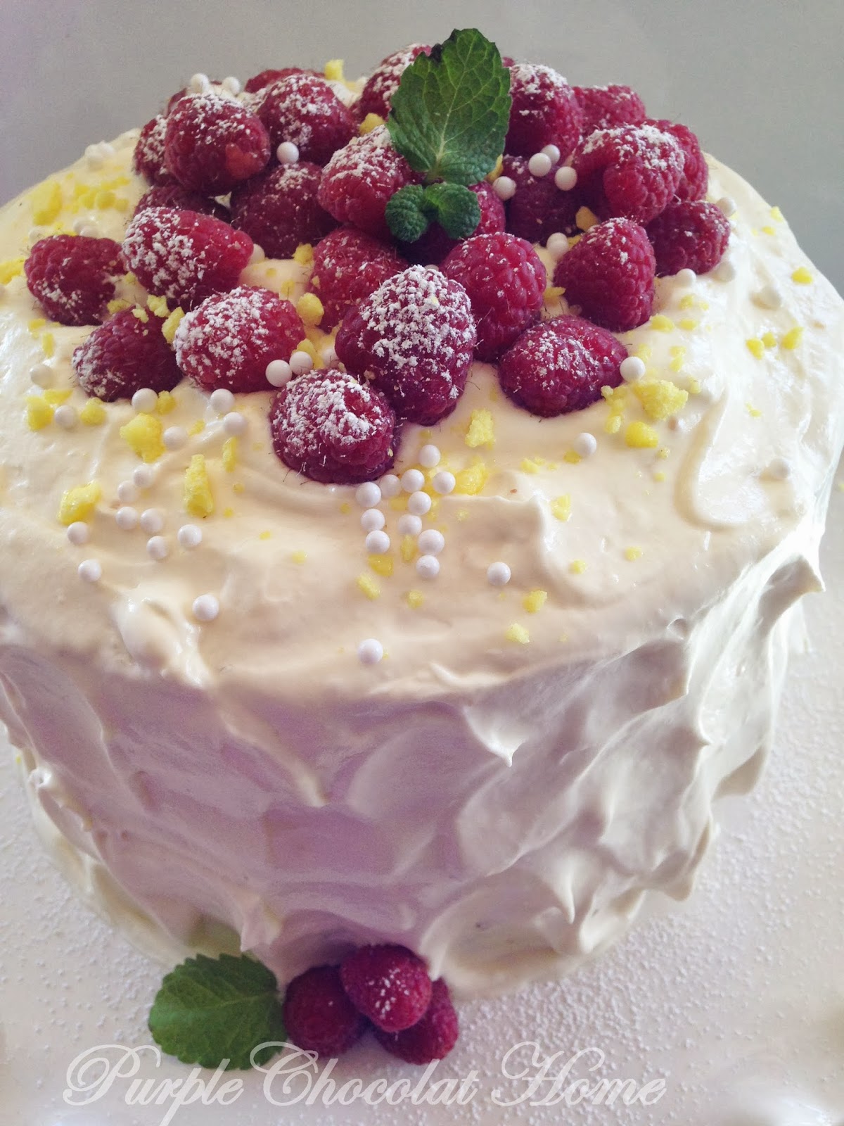 Lemon Raspberry Cream Cake - Purple Chocolat Home