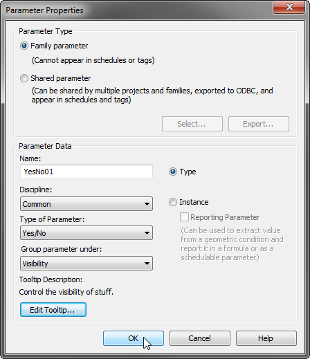 The Architect's Desktop: Revit Families: Yes/No Parameter Defaulting to No
