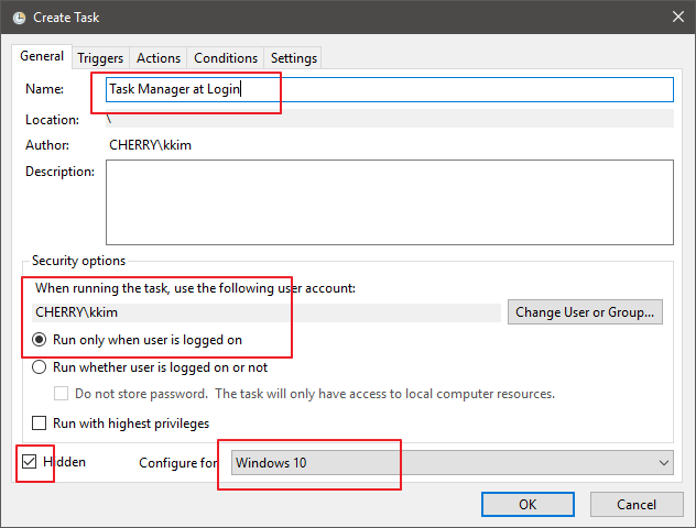 Keith Kim : Run task manager minimized automatically at login time on ...