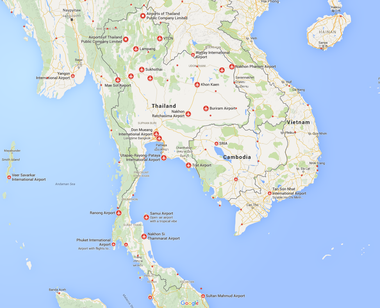 Thailand Airports Map