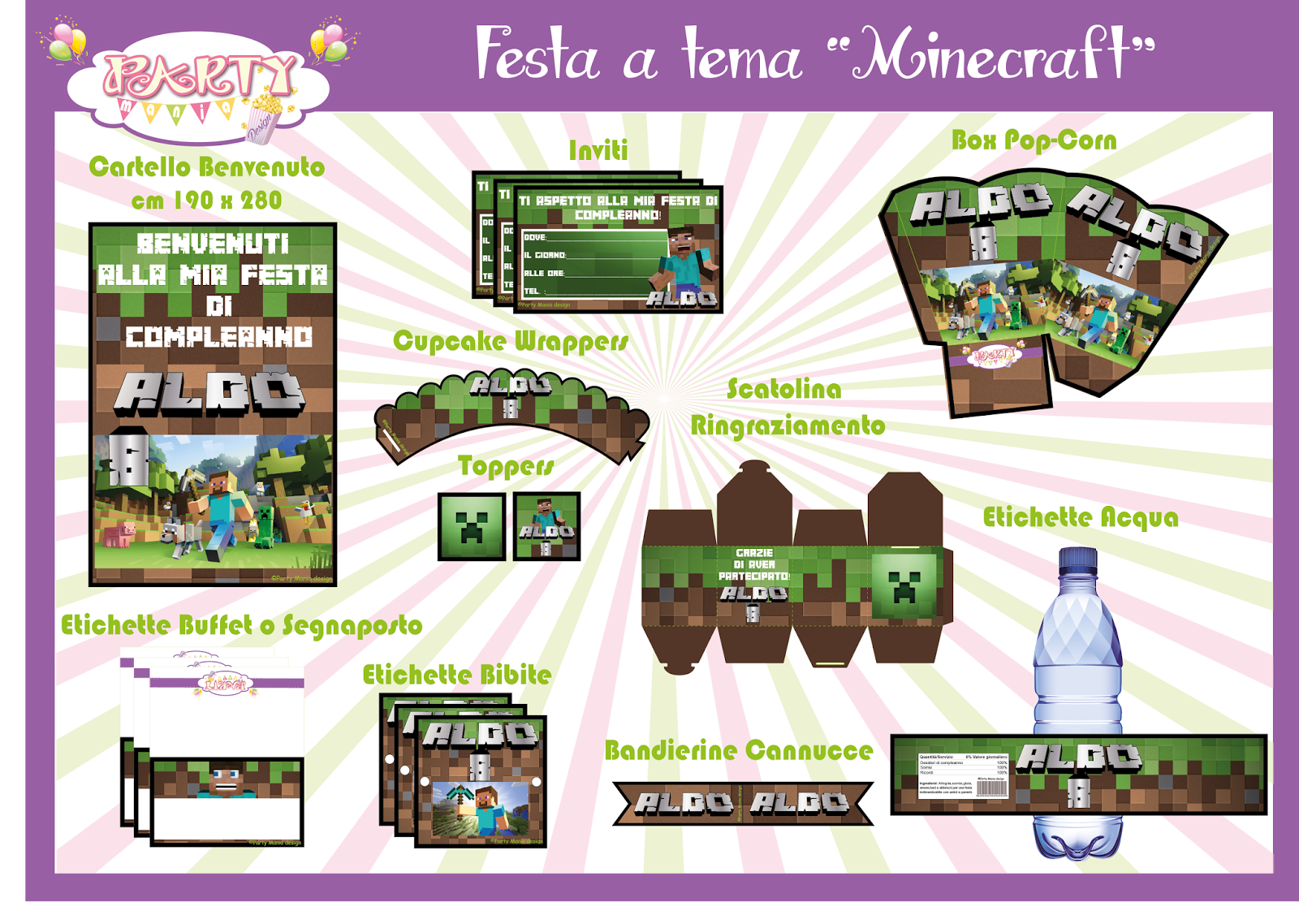 Party Mania design: Festa stampabile a tema "Minecraft"