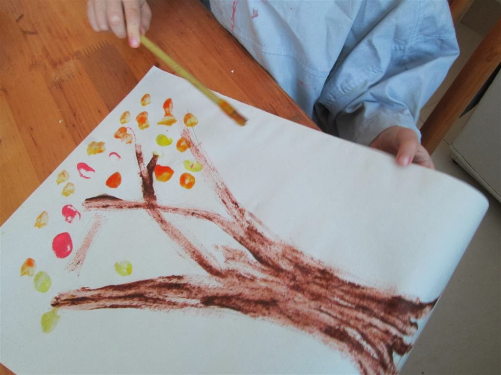 The Do-It-Yourself Mom: Preschool Fall Craft: Fingerprint Pumpkin and Tree