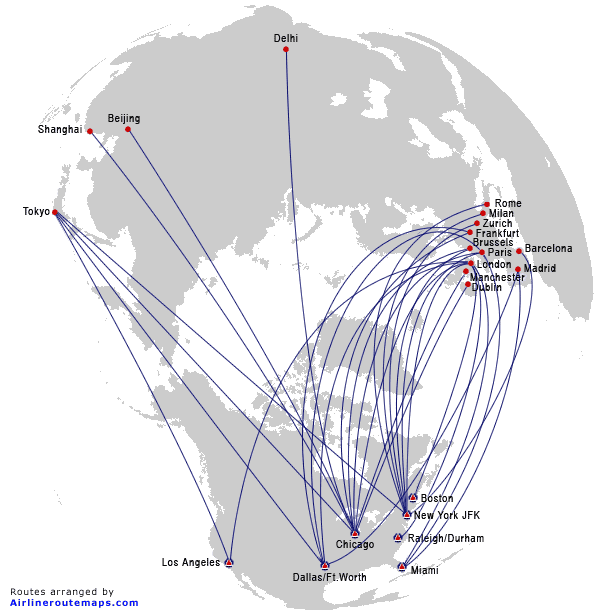 American Airlines Route Map