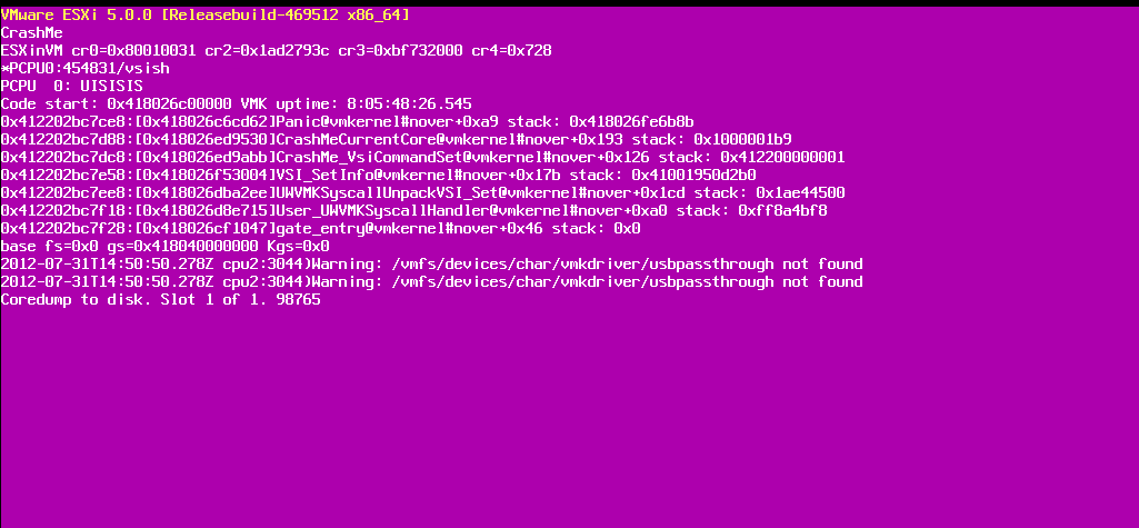 PSOD : Getting the Purple screen of death for testing purposes on your ...