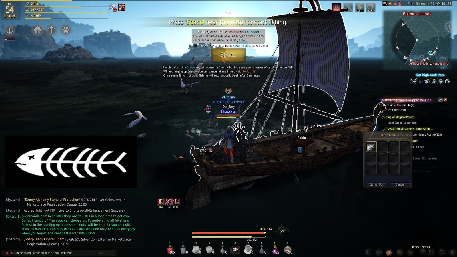 Nu Wave Fishing BDO: Hot Spot Post #10 - Black Porgy, Balenos Islands