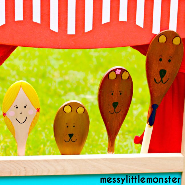 Goldilocks and the Three Bears Spoon Puppets - Messy Little Monster