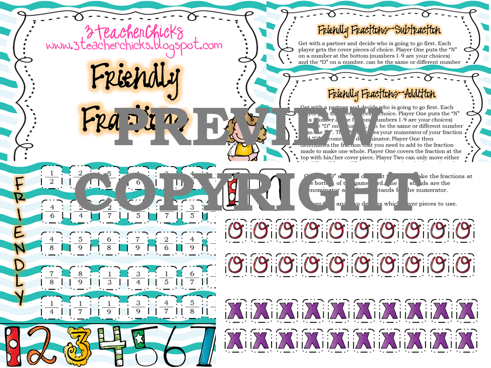 3 Teacher Chicks: Fraction Frenzy Pack-ed with Fun....A FREEBIE & a ...