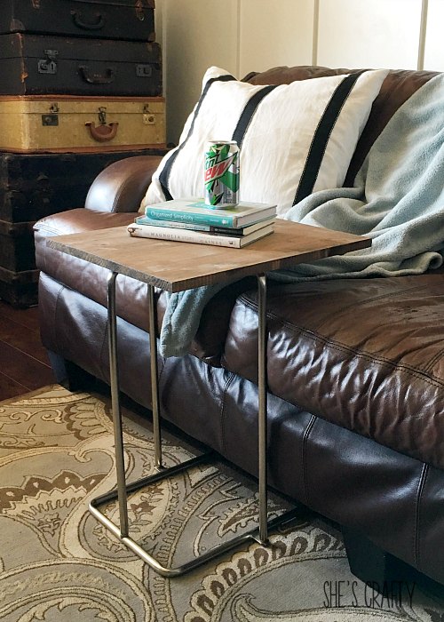 She's Crafty: How to makeover a Side Table to go Under the Couch