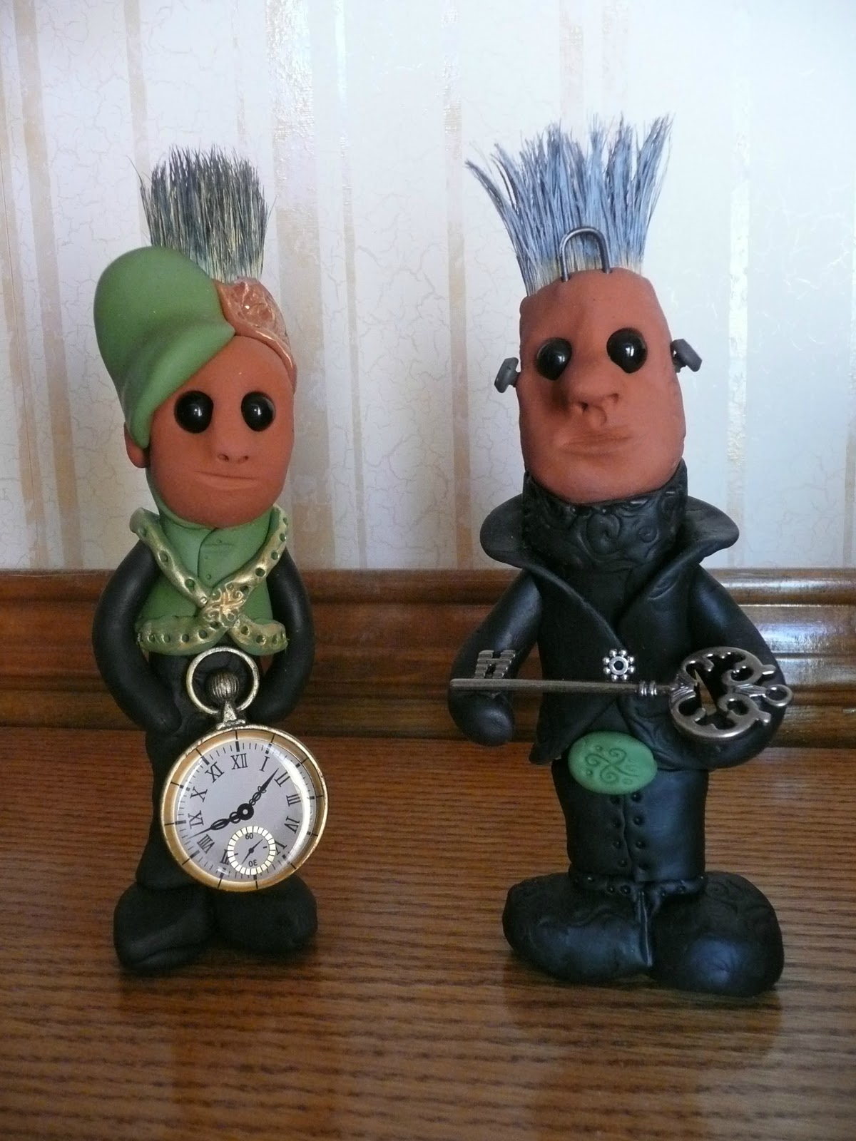 Sandy's Creations in Clay: The Time Keeper ~ Altered Paint Brush Art Doll