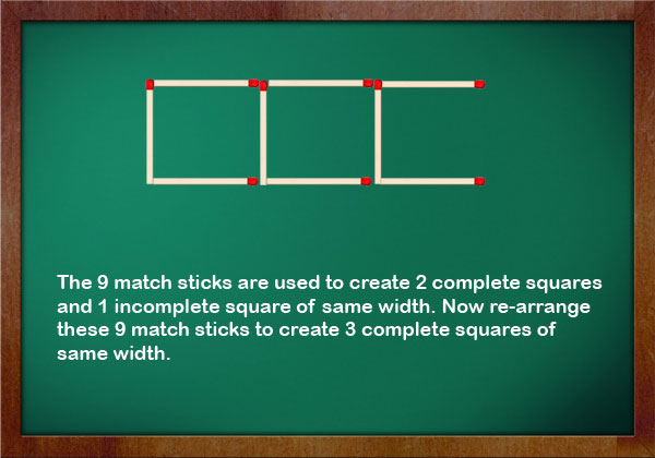 3 Squares using 9 match sticks | IQVille - - Perfect place for Logical ...
