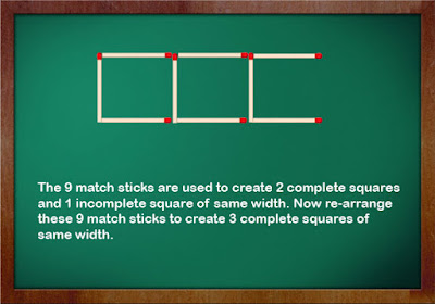 3 Squares using 9 match sticks | IQVille - - Perfect place for Logical ...