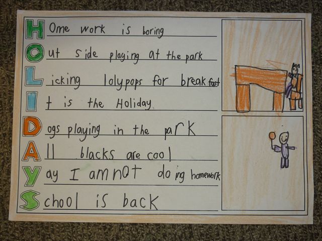 Miss Baker's Beaut Bunch: Look at our holiday acrostic poems!