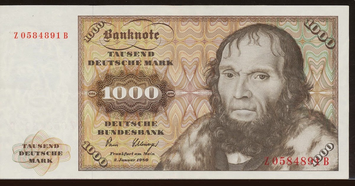 Germany 1000 Deutsche Mark banknote 1980|World Banknotes & Coins ...
