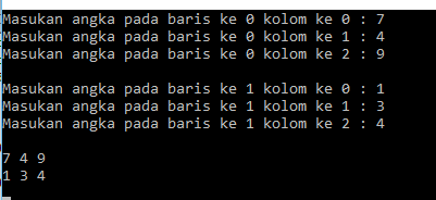 Contoh matrix 2 dimensi bahasa C++ | Menulis dan Membaginya