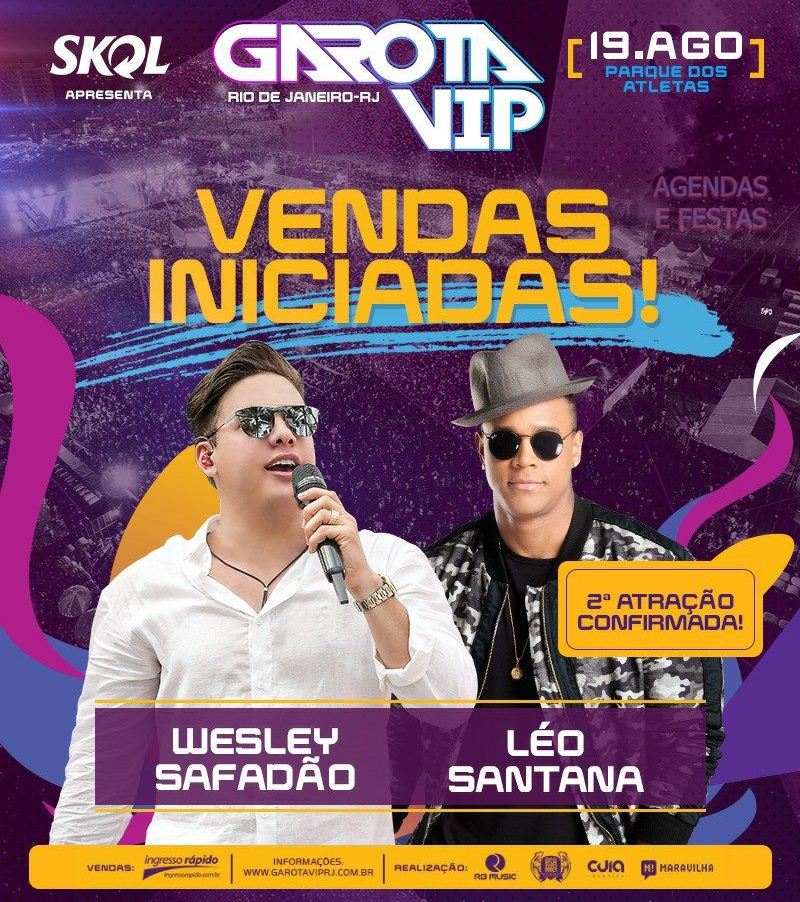 GAROTA VIP RIO DE JANEIRO - RJ 2017 DIA 19 DE AGOSTO | Agendas e Festas