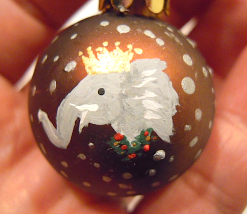 An Elephant a Day: Elephant No. 71: Painted Christmas Bauble