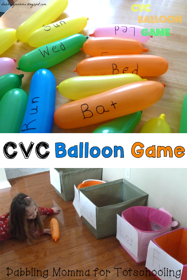 fun learning for kids: CVC Word Balloon Game