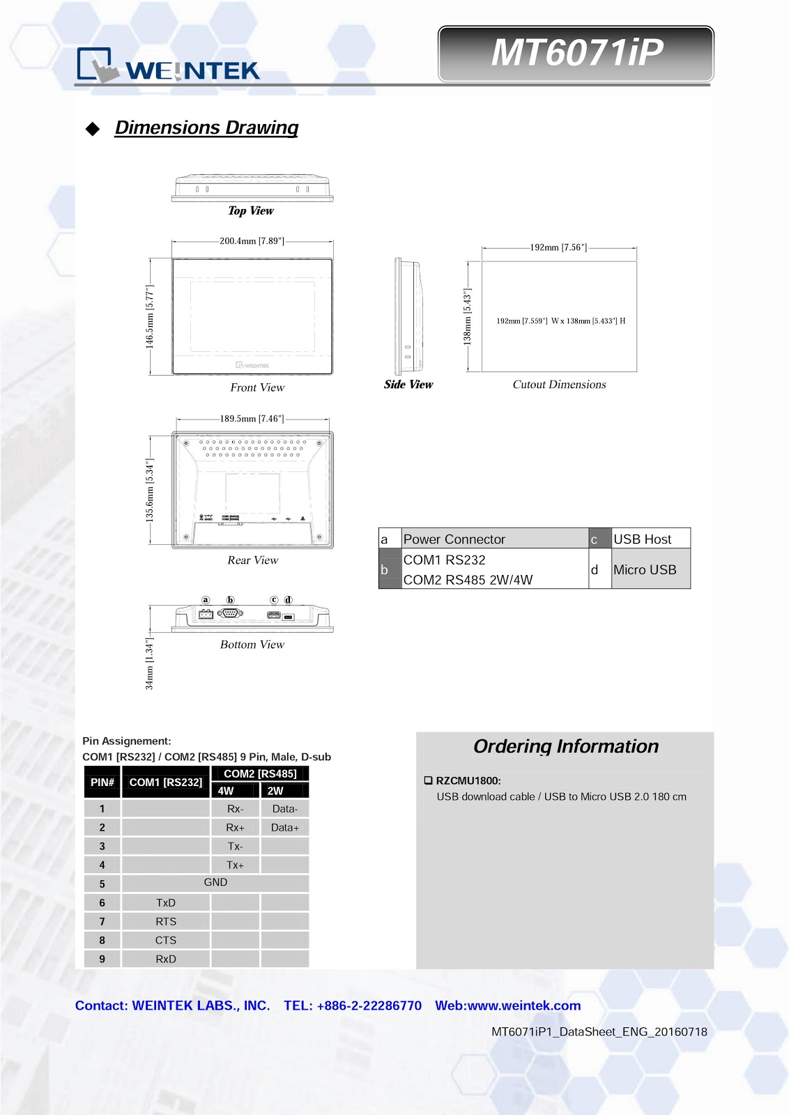 Đại lý màn hình Weintek - Proface : Màn hình Weintek MT6070iP và ...