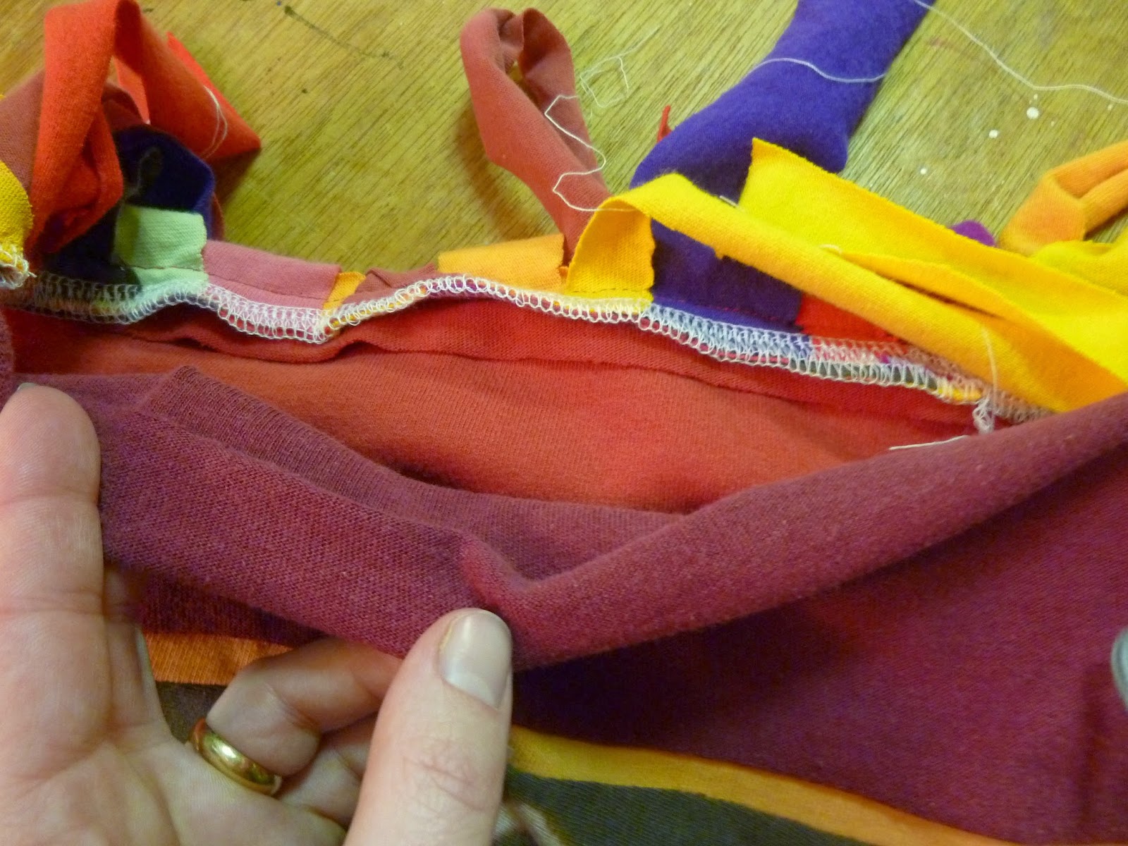 Painting on the Ceiling: Scarf Upcycled from T-Shirts