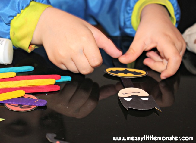 Superhero Puppet Craft with Free Printable - Messy Little Monster