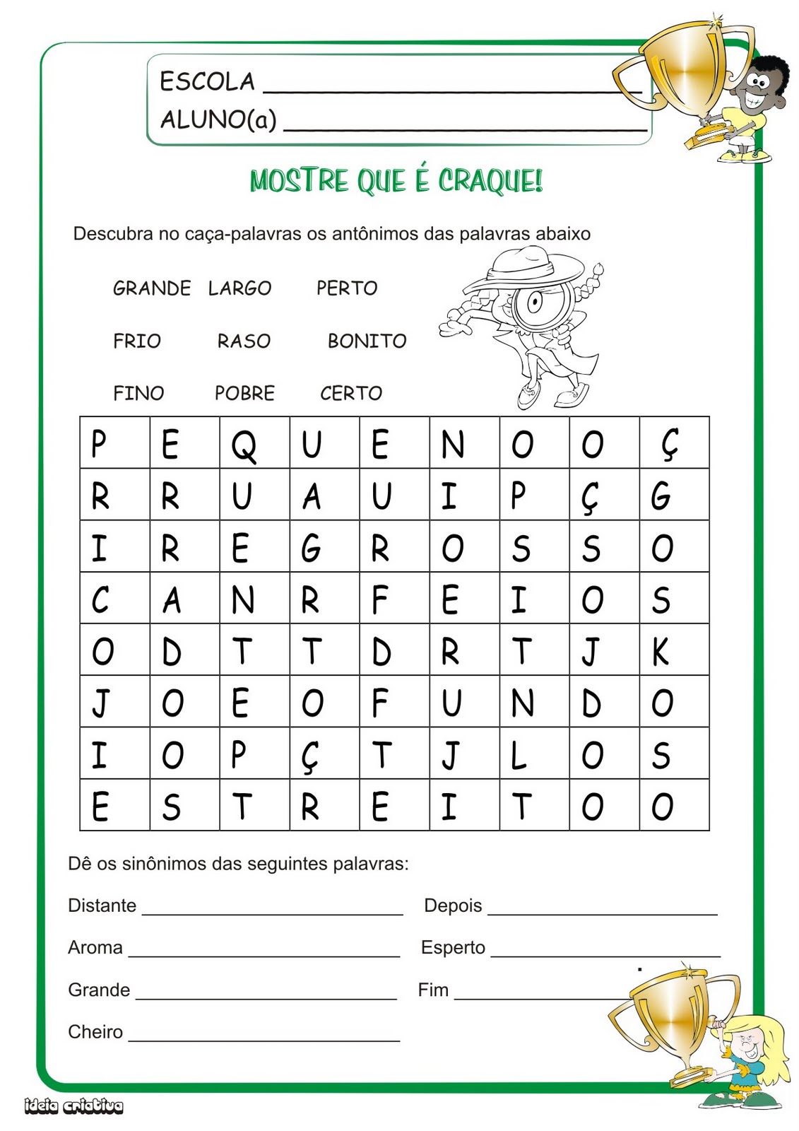 Atividades Com Sinonimo E Antonimo Para O 4o Ano - EDUCA