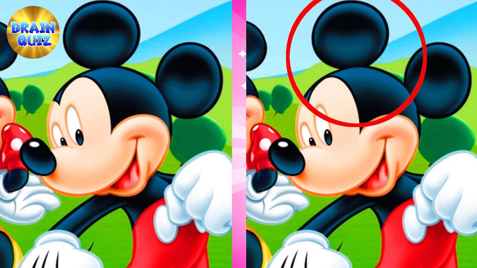 Find the difference between Mickey Mouse images.30s×6Q|BrainQuiz