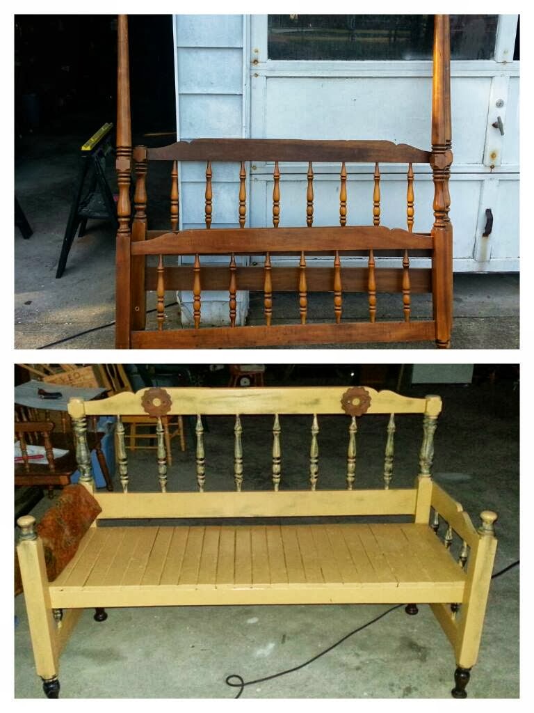 Junkin4Humanity Blog Log: Not Just A Bed Anymore- Repurposed Bed to Bench