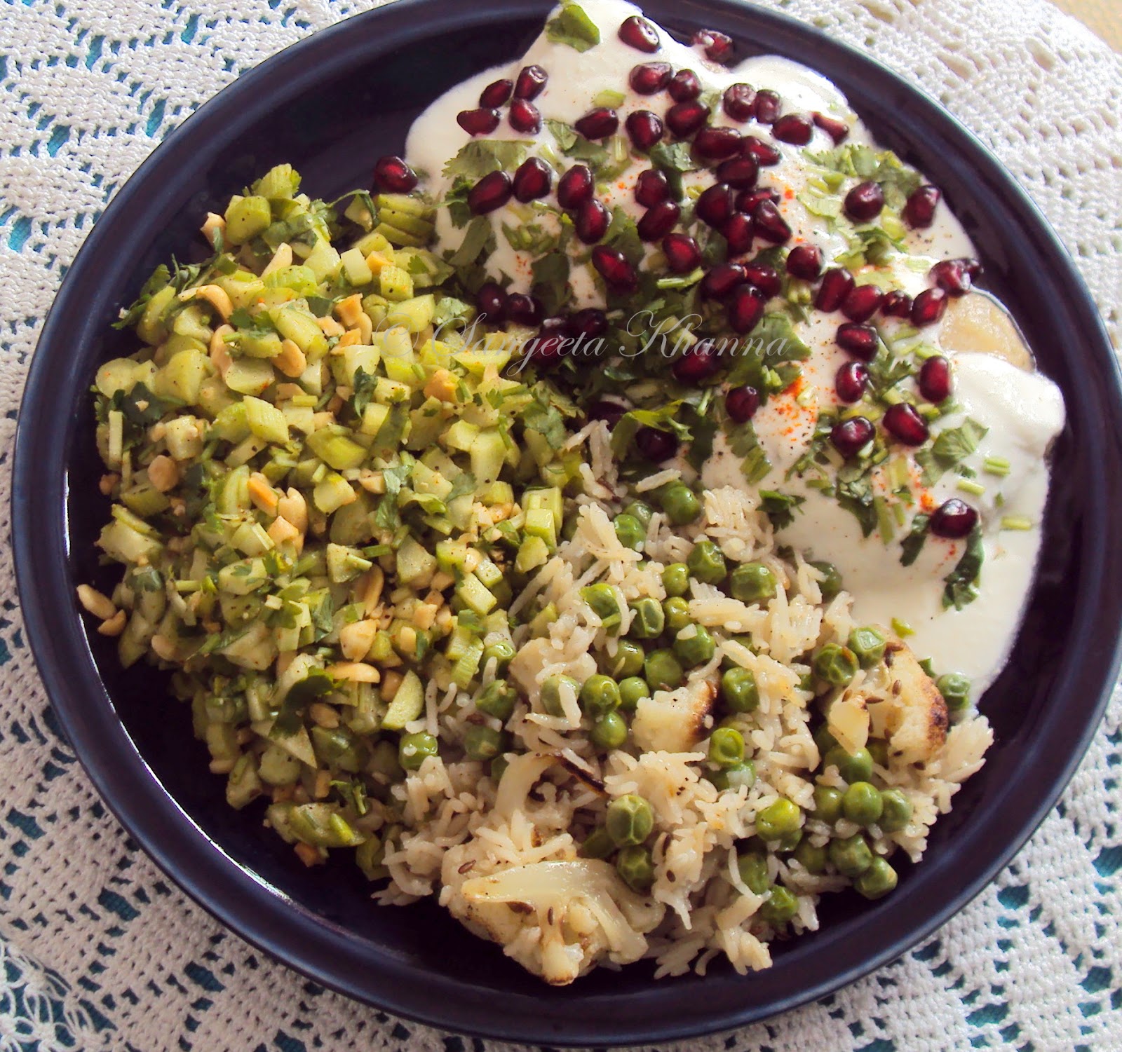 A big vegetarian meal : a kakdi kachumber recipe and a few more things...