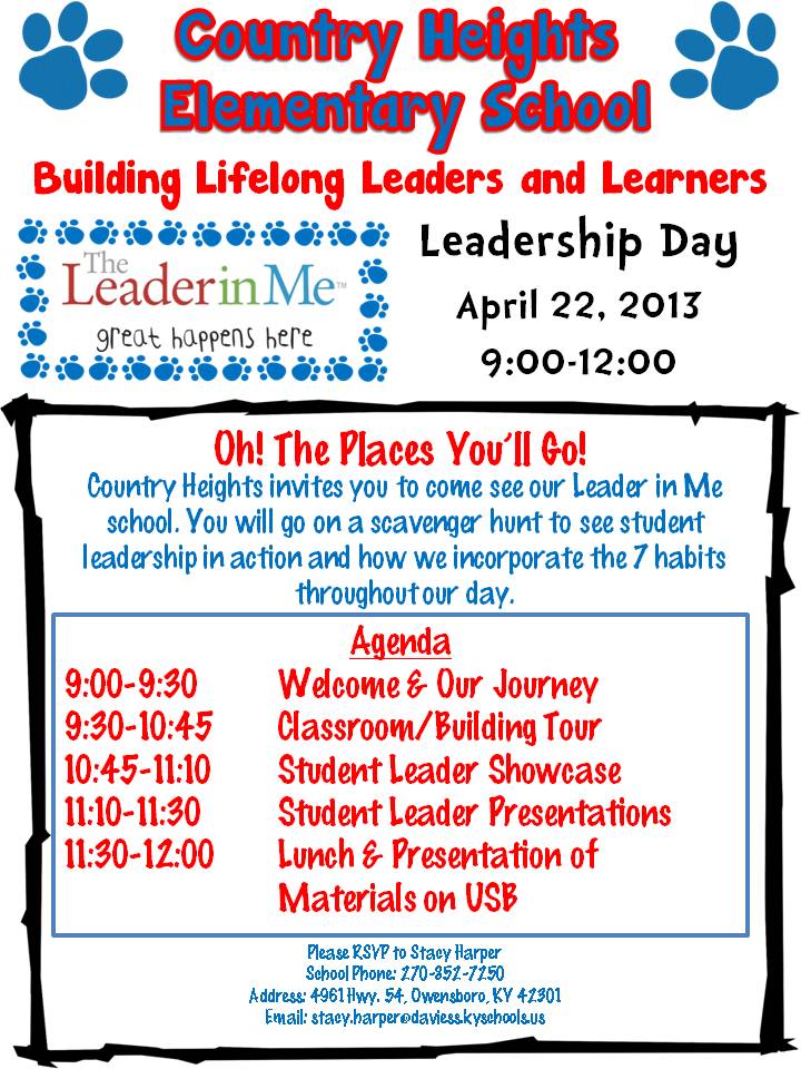 Country Heights Leader in Me: Join us for our FIRST Leadership Day!!!!!