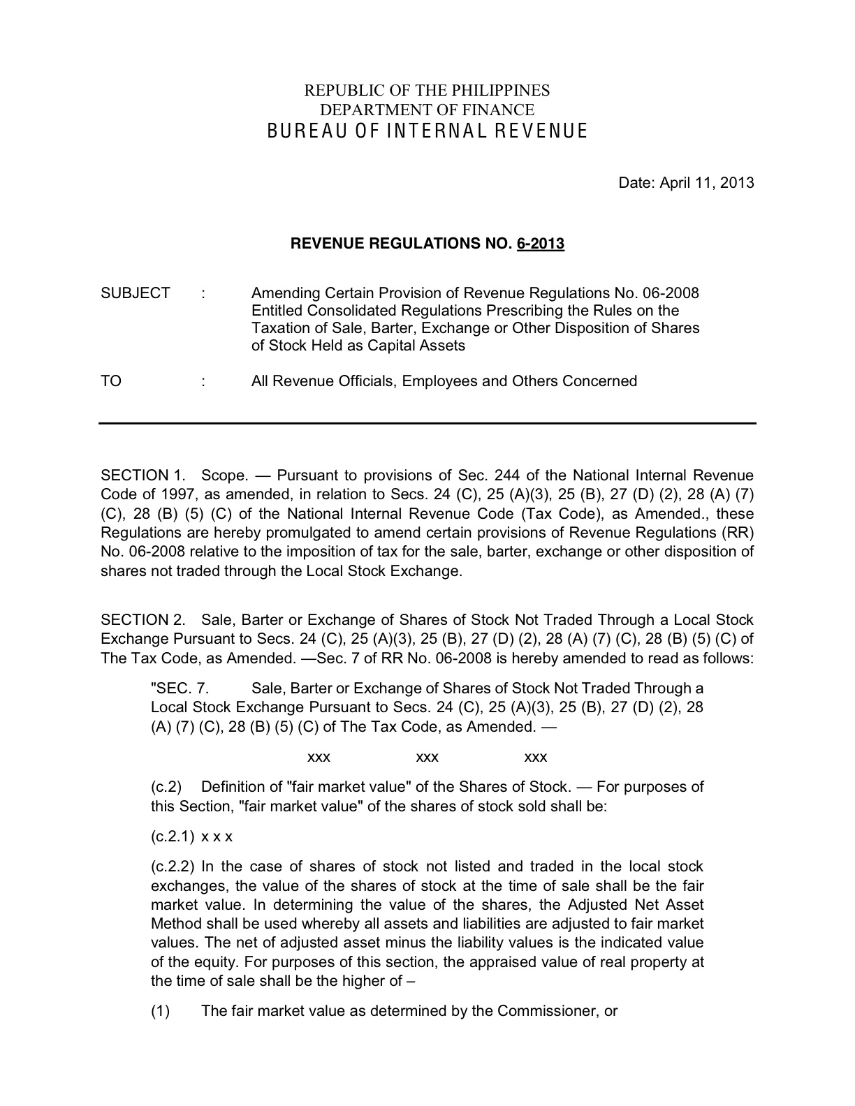 THE PROJECT REVIEW: Information and Update : Revenue Regulations No.6 ...