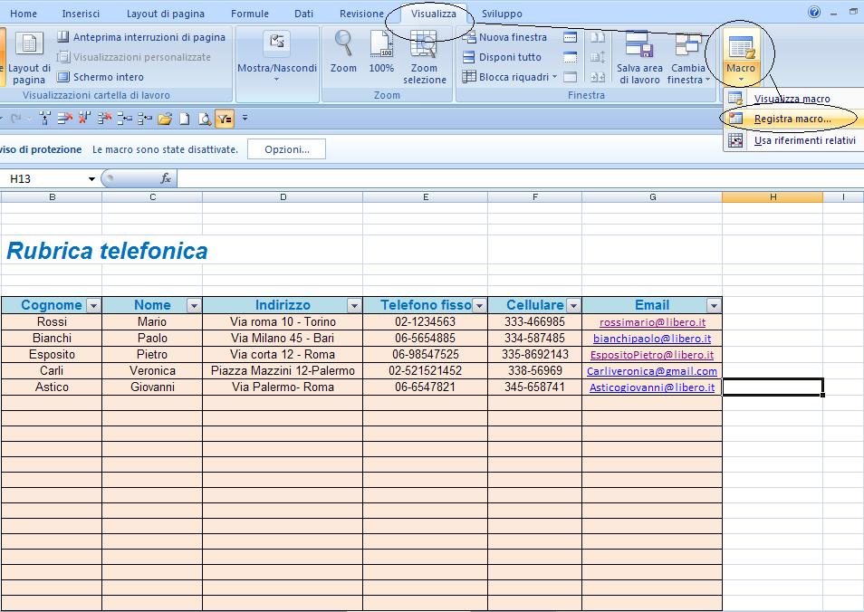 Excel easy Excel facile: Come creare una rubrica telefonica con EXCEL
