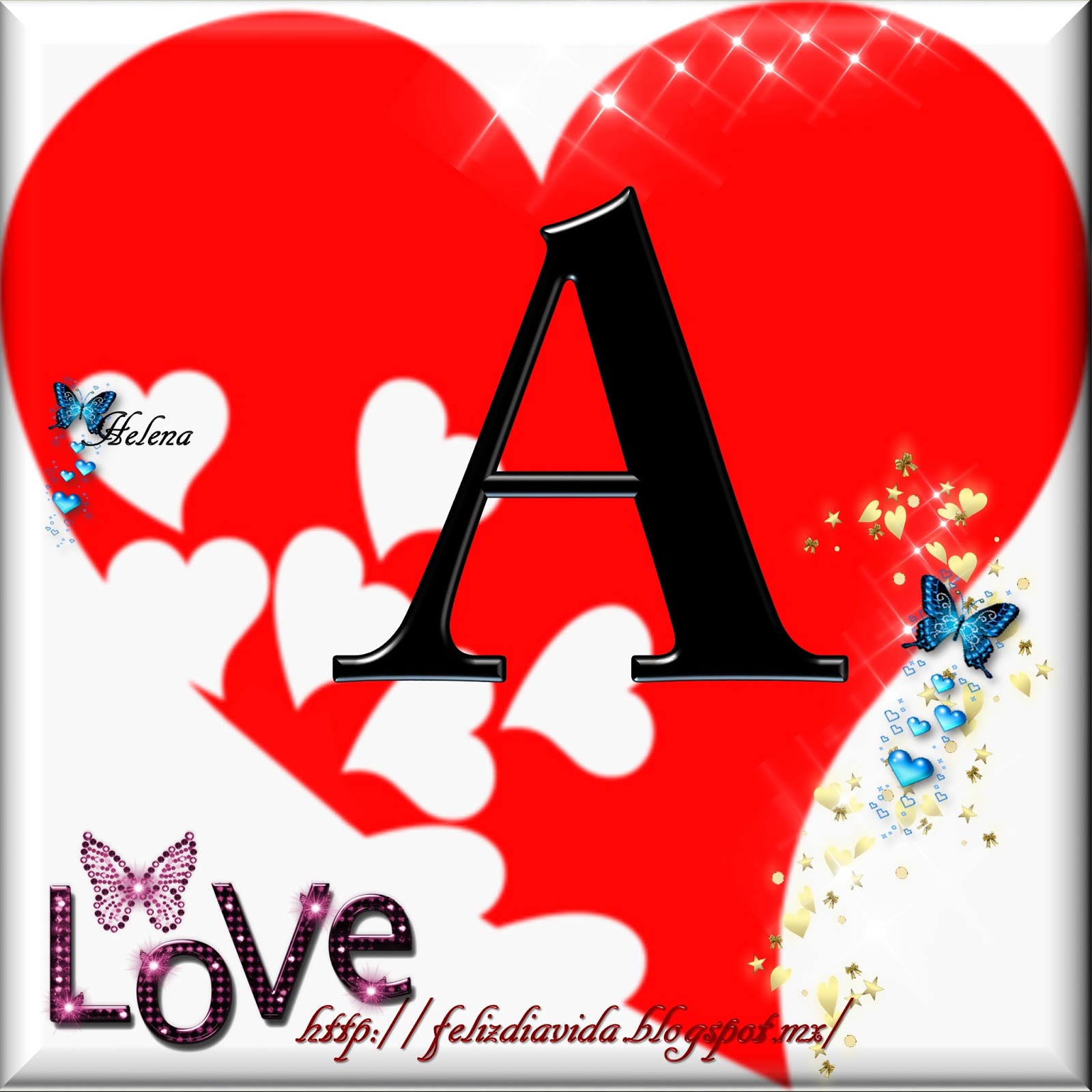 Iniciales Nombres y Más: Iniciales en un hermoso corazón rojo