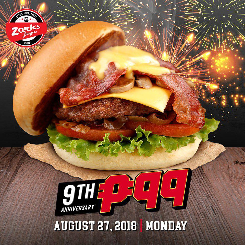 Manila Shopper: Zarks Burgers 9th Anniversary Promo: August 27 2018