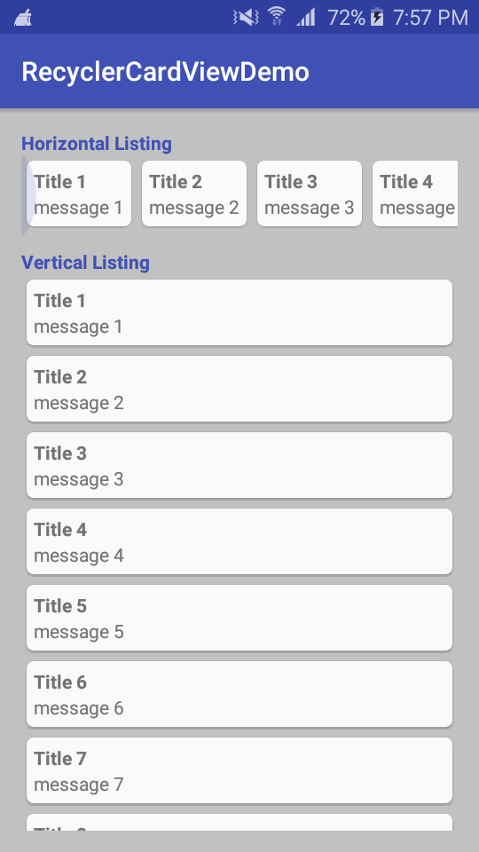 Point of Android: RecyclerView(Horizontal and Vertical Listing ), CardView