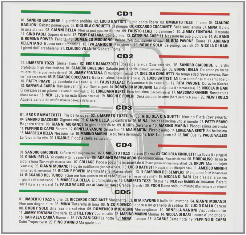 ENTRE MUSICA: 101 MEJORES CANCIONES ITALIANAS - Varios artistas (5 CDs)