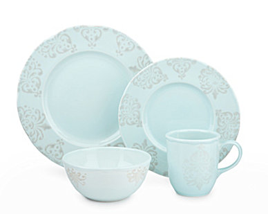 Noble Excellence “Damask” Ice Blue Dinnerware | Everything Turquoise