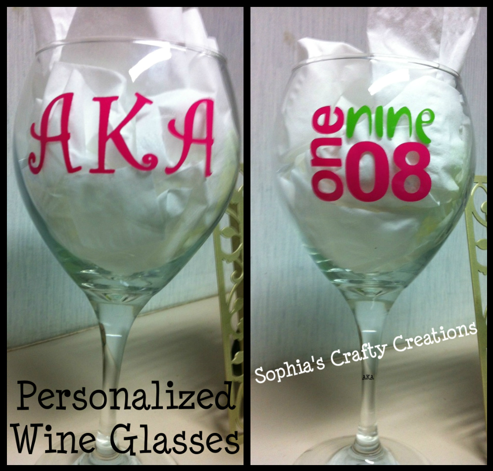 Sophia's Crafty Creations: Personalized Wine Glasses-Sorority or Club